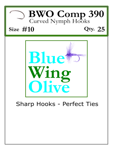 BWO COMP 390 Barbless Curved Nymph Fly Hooks – Blue Wing Olive